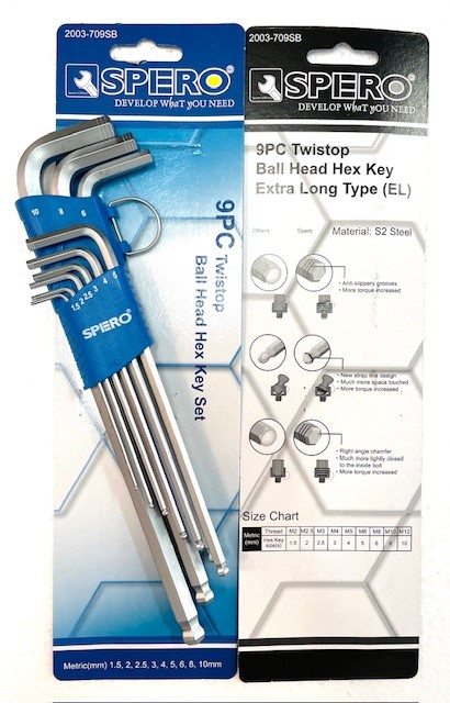 Spero- Twistop Ball Head Hex Key Set 9pc m/m | E-weal
