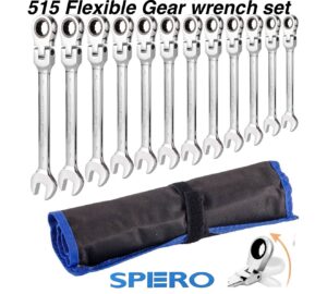 12pc Flexible Head One Way Ratcheting Combination Wrench Set | E-weal